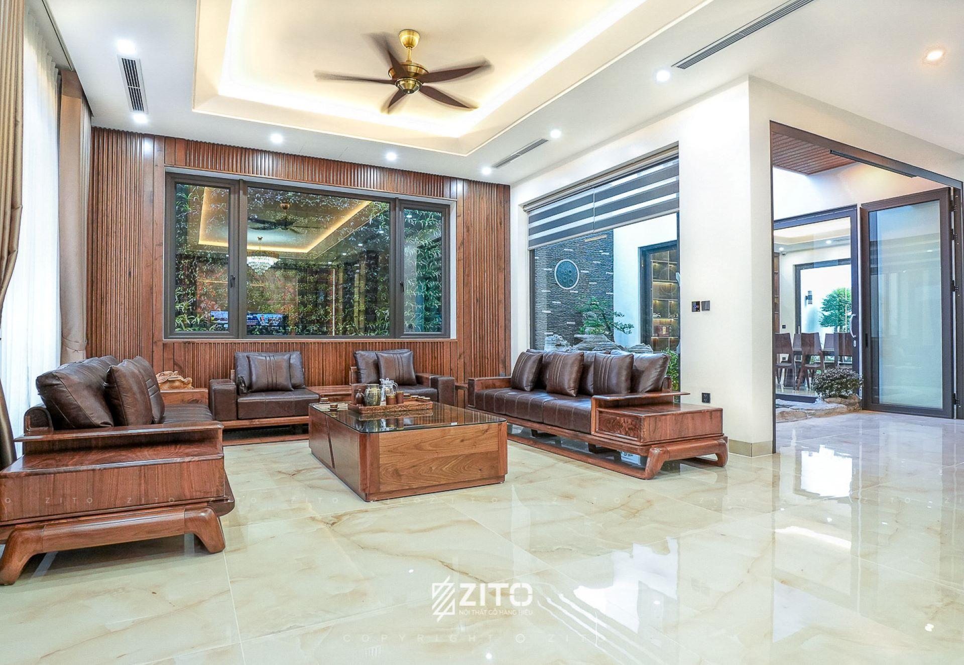 Bộ sofa cỡ đại gỗ óc chó chữ U ZG 168 - Đẳng cấp trong từng chi tiết