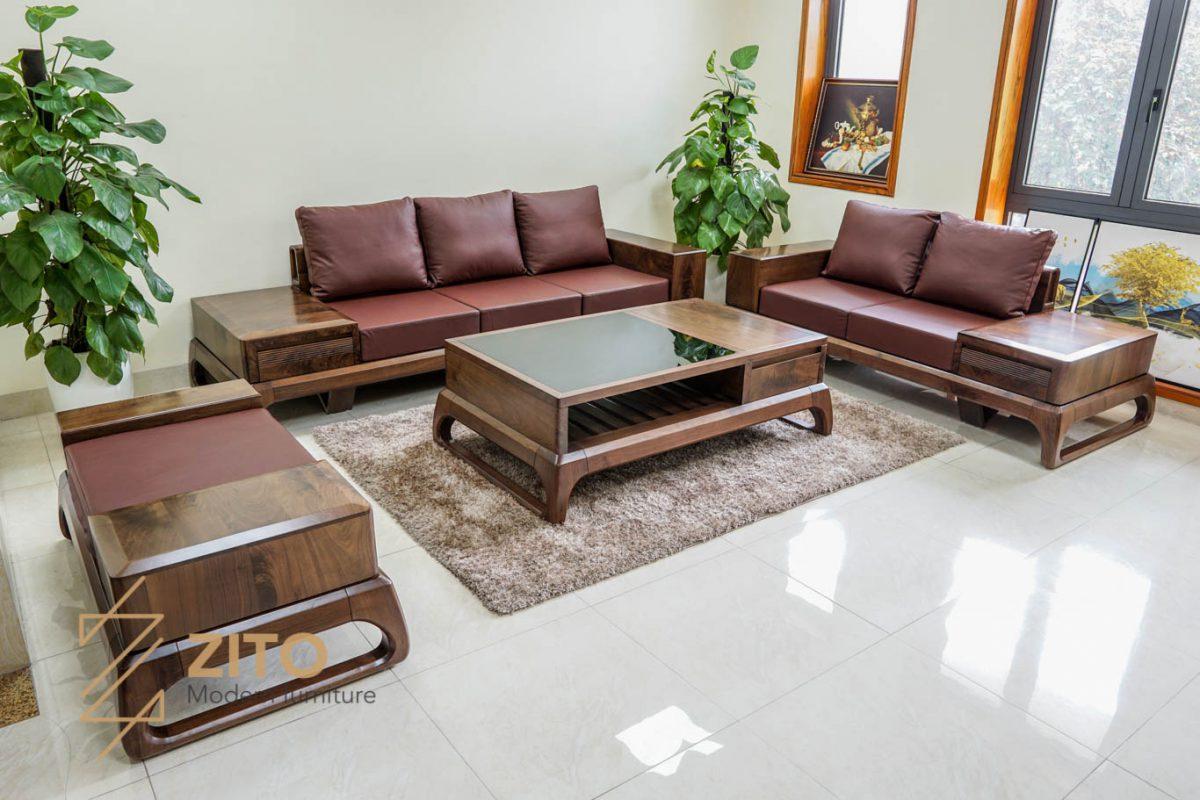 SOFA GỖ ÓC CHÓ CHỮ U ZG 156 OC