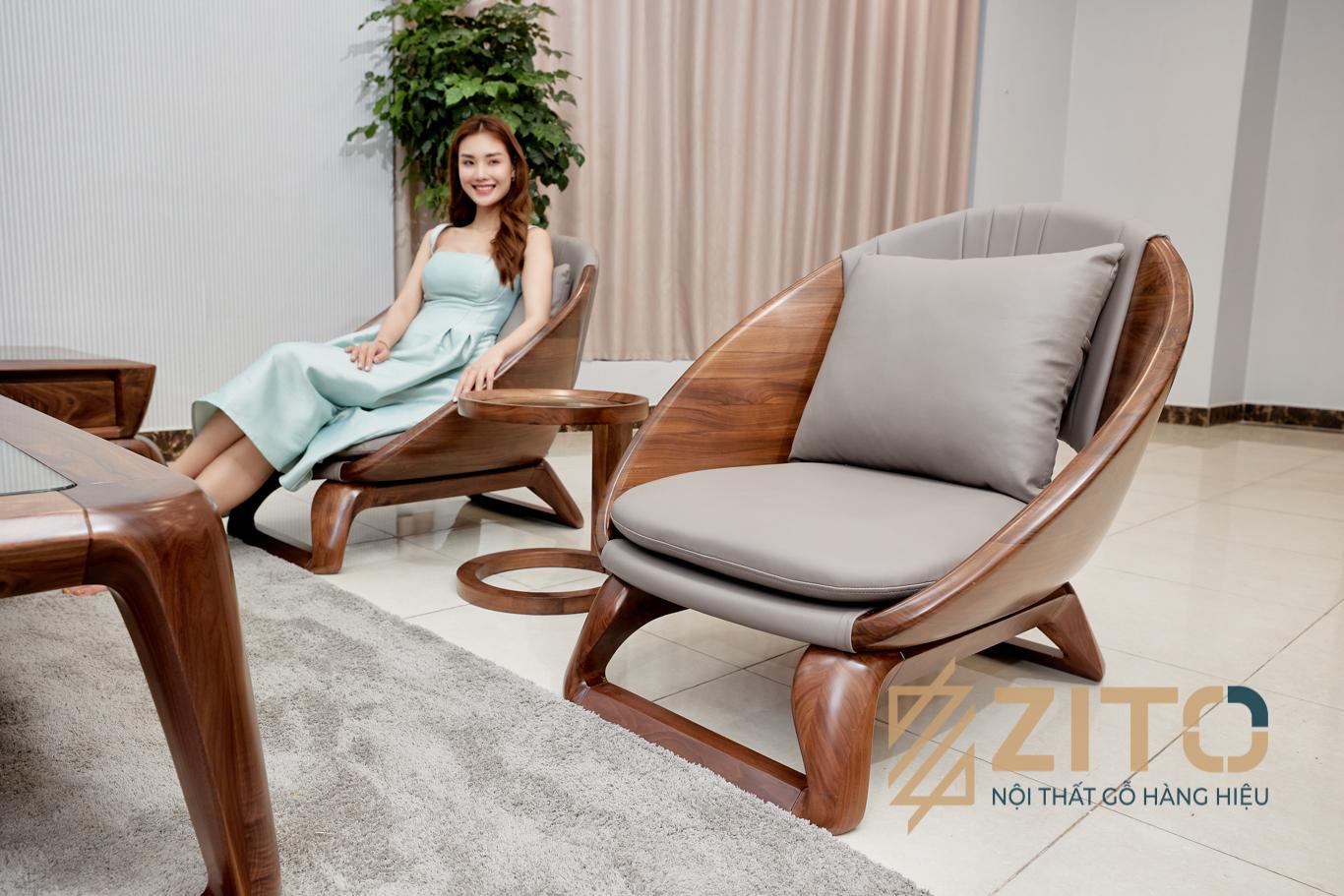 SOFA GỖ ÓC CHÓ CHỮ U ZG 160 PLUS